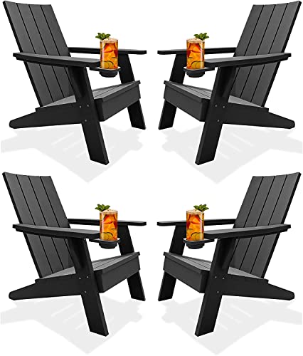 YITAHOME Adirondack Chair with Cup Holder Weather Resistant Resin Adirondack Chairs for Outdoor Garden Lawn Yard Garden Patio Deck Fire Pit