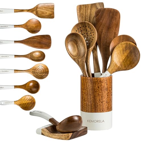 Cooking Utensils Set of 9 - Complete Kitchen Utensils for Cooking with Storage Box & Spoon Holder - Durable and Nonstick Cookware-Cooking Tools (9PCS-White)
