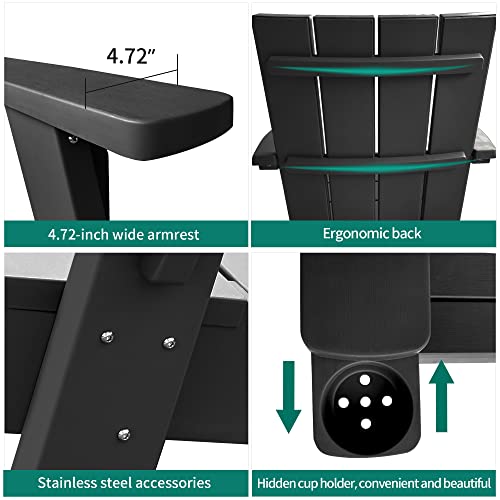 YITAHOME Adirondack Chair with Cup Holder Weather Resistant Resin Adirondack Chairs for Outdoor Garden Lawn Yard Garden Patio Deck Fire Pit