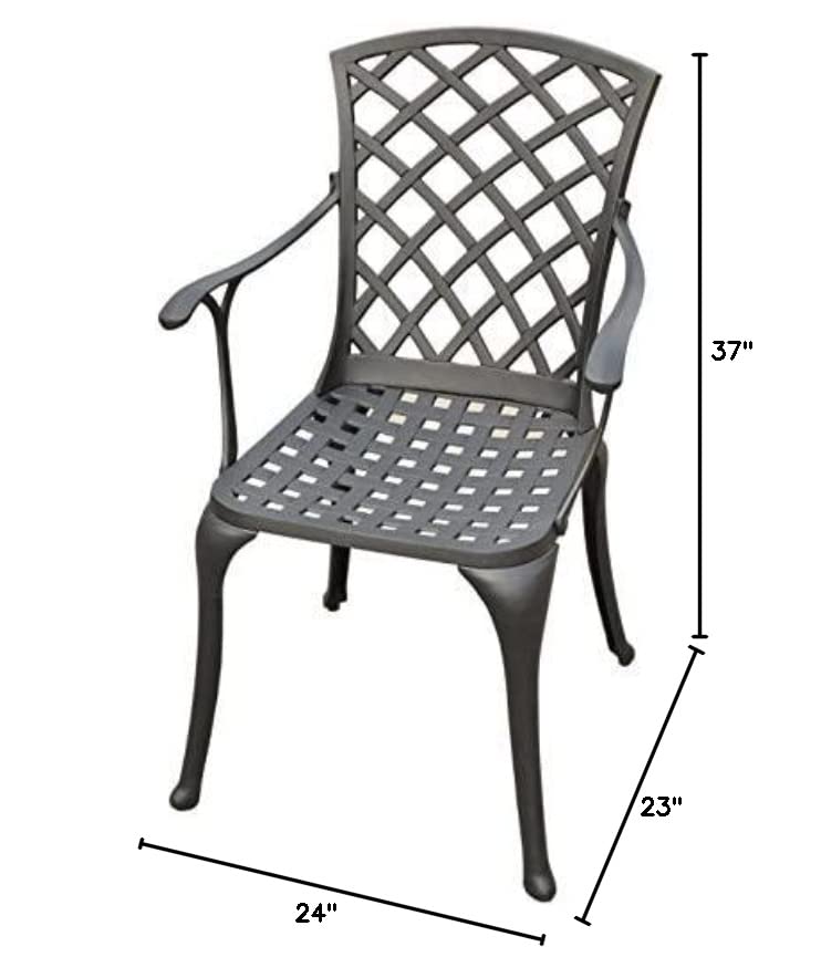 Crosley Furniture Sedona Solid-Cast Aluminum Outdoor High-Back Arm Chair, Black