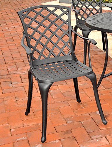 Crosley Furniture Sedona Solid-Cast Aluminum Outdoor High-Back Arm Chair, Black