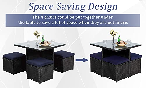 PHI VILLA 9 Piece Outdoor Furniture Sectional Patio Sofa Dining Set with Cushion Box Storage