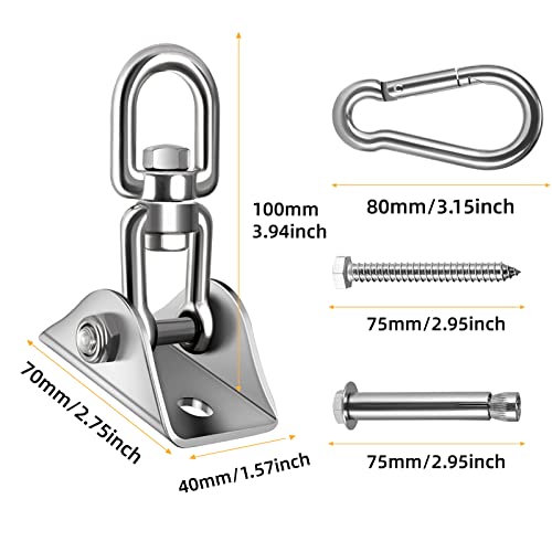 HOMPER Hammock Hanging Kit, 1000 lb Capacity Heavy Duty 360° Rotate Swing Hooks for Swing, Chair, Yoga, Outdoor Patio Porch Swing Hardware