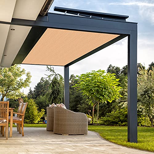 VICLLAX 90% Shade Fabric Sun Shade Cloth Privacy Screen with Reinforced Grommets for Outdoor Patio Garden Pergola Cover Canopy 10x10 FT, Wheat