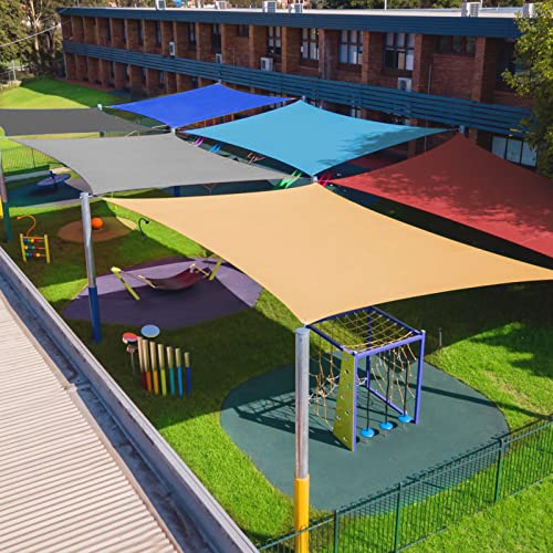 HENG FENG Sun Shade Sail Rectangle 10'x13' Sand UV Block Canopy 185GSM for Outdoor Patio Lawn Garden Pergola Backyard