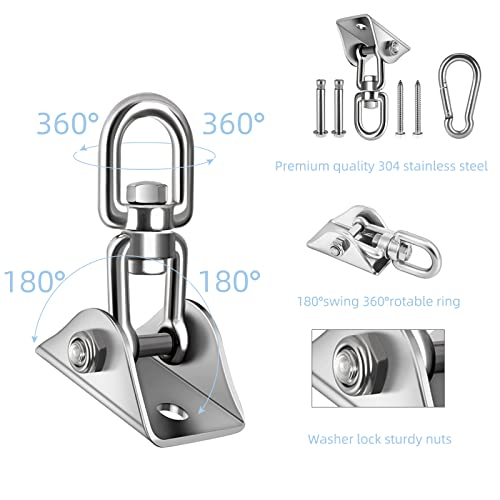 HOMPER Hammock Hanging Kit, 1000 lb Capacity Heavy Duty 360° Rotate Swing Hooks for Swing, Chair, Yoga, Outdoor Patio Porch Swing Hardware
