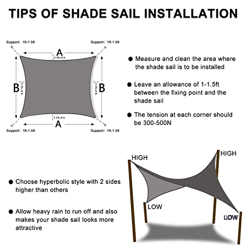 HENG FENG Sun Shade Sail Rectangle 10'x13' Sand UV Block Canopy 185GSM for Outdoor Patio Lawn Garden Pergola Backyard