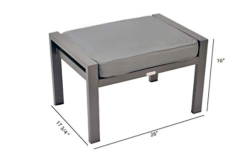 Tortuga Outdoor Sky-OTTO-Char Modern Aluminum Ottoman with Cushion, Charcoal