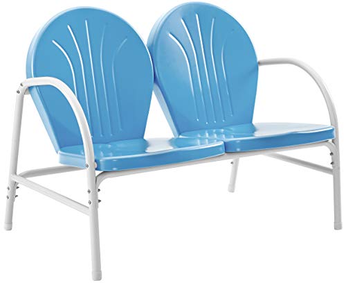 Crosley Furniture Griffith Metal Outdoor Loveseat, Sky Blue