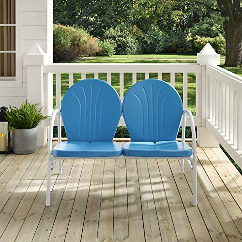 Crosley Furniture Griffith Metal Outdoor Loveseat, Sky Blue