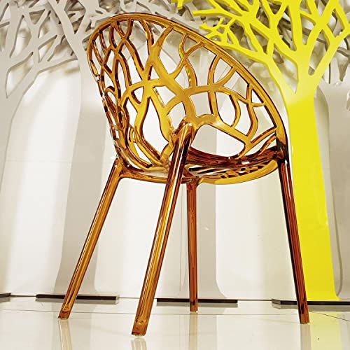 Compamia Crystal Polycarbonate Patio Dining Chair in Amber (Set of 2)