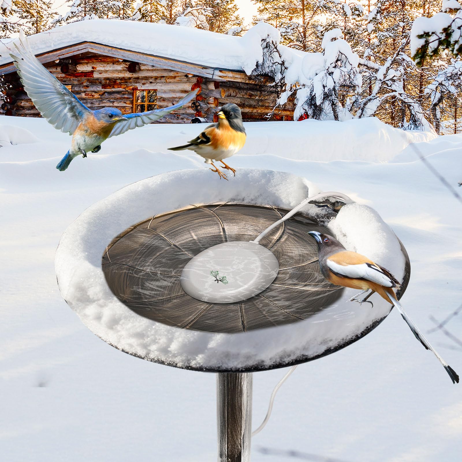 Keten Bird Bath Heater for Outdoors in Winter, 70W Thermostatic Controlled Auto Shut Off Birdbaths Deicer, Winter Water Heated De-icer for Bird, Chicken, Duck, Farm Trough