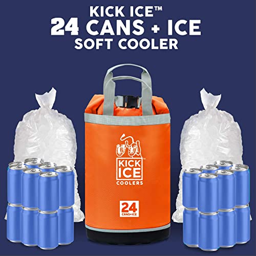 KickIce Dry Bag + Soft Cooler with PVC Free Leakproof Lining + Rolltop Closure for Kayaking, Beach, Rafting, Boating, Hiking, Camping and Fishing, Holds 24 Cans + Ice, 15L, Orange