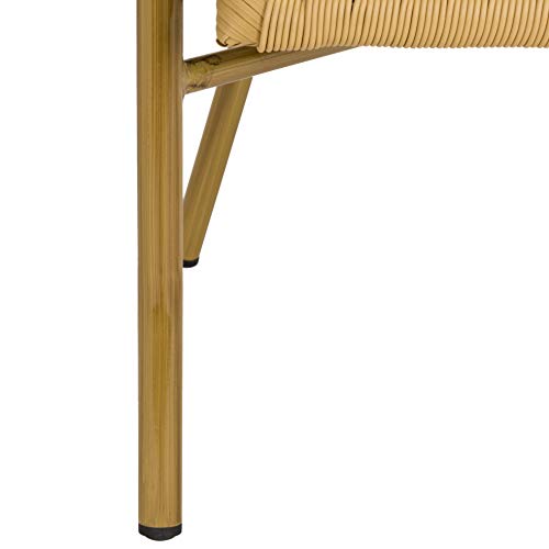 Safavieh PAT4000B-SET2 Outdoor Collection Dagny Natural and Light Brown Stacking Arm Chair