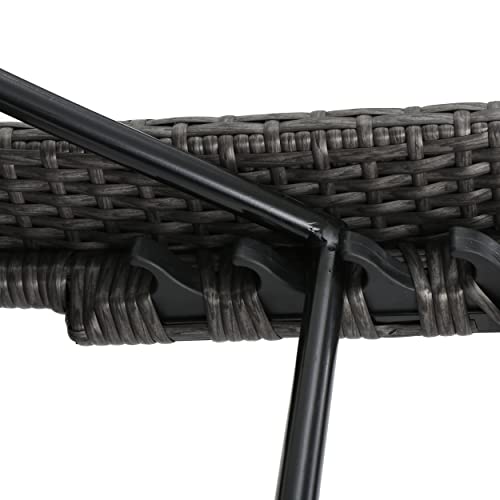 Christopher Knight Home Salem Outdoor Wicker Armed Chaise Lounge, Grey