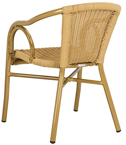 Safavieh PAT4000B-SET2 Outdoor Collection Dagny Natural and Light Brown Stacking Arm Chair