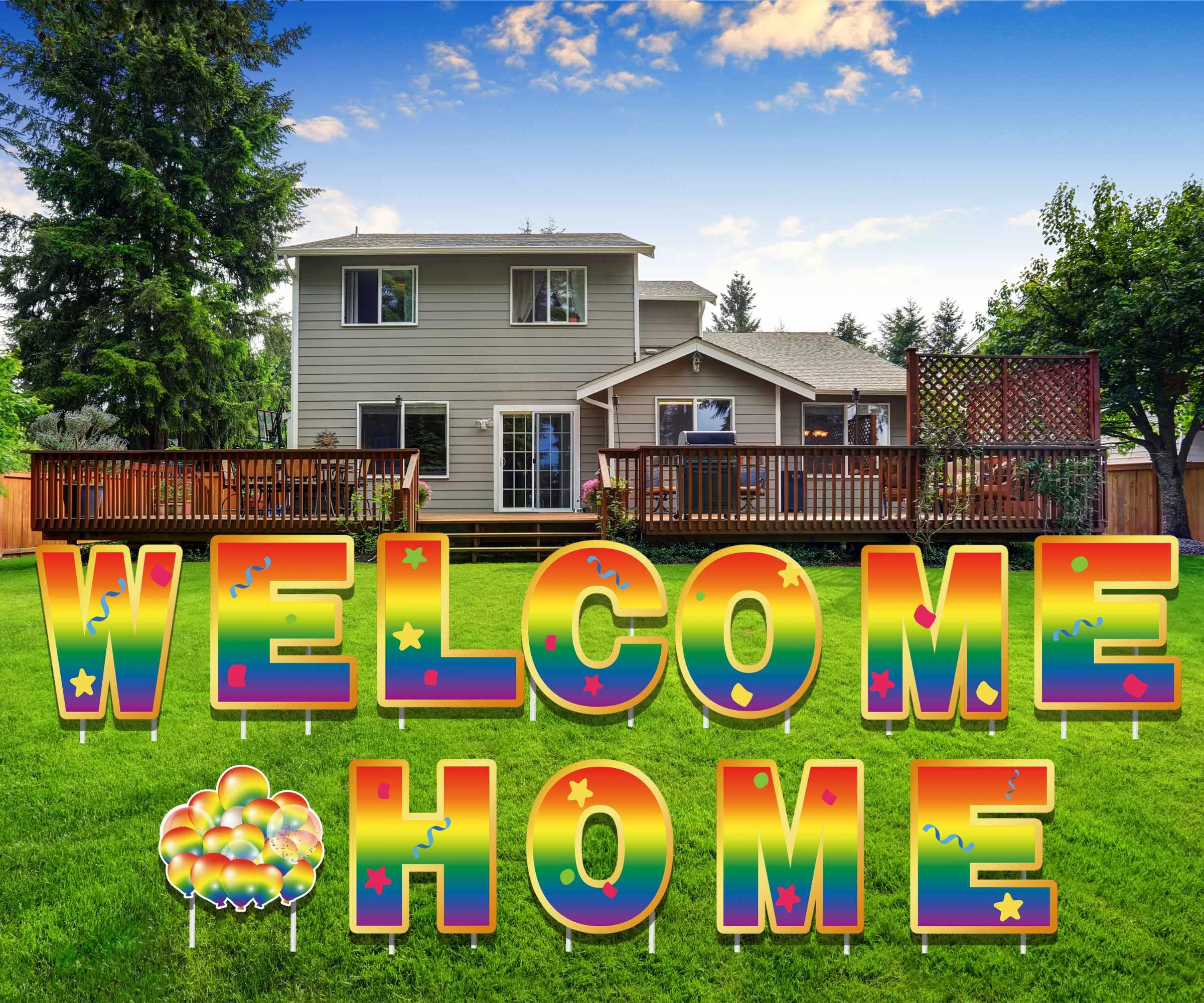 Welcome Home Yard Sign with Stakes – Outdoor Welcome Home Decorations Suitable for Family Party Supplies – Set of 12