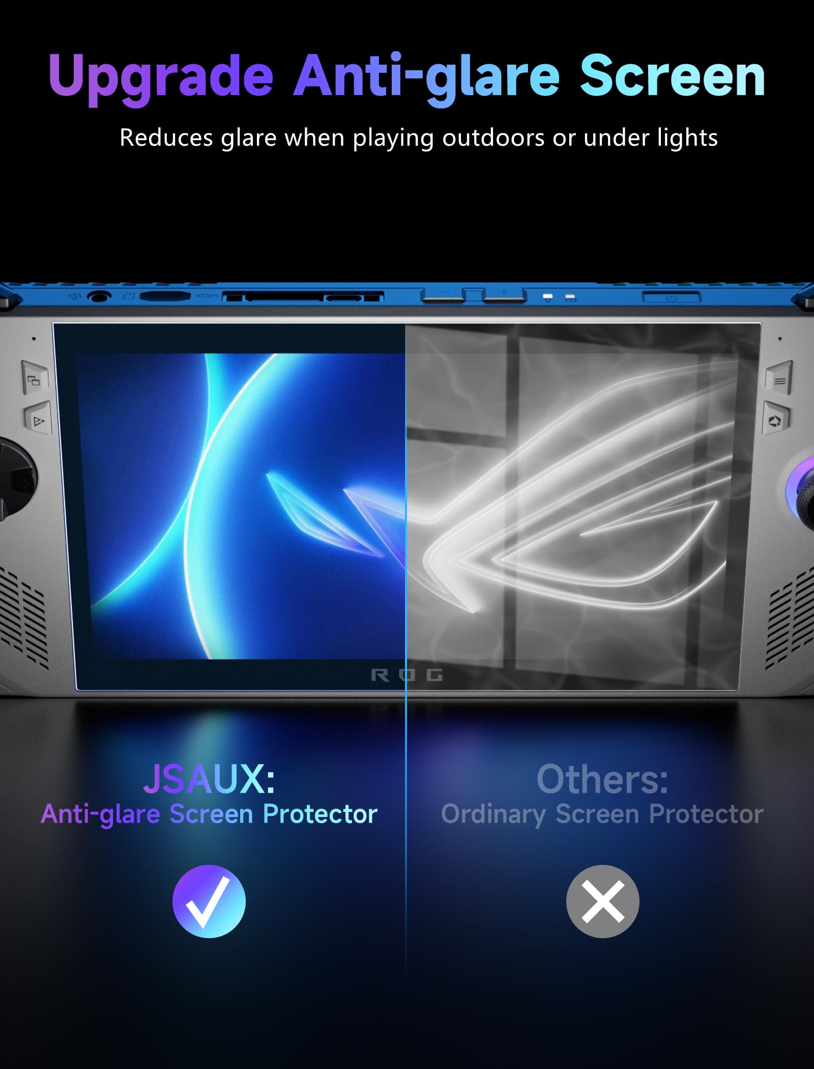 JSAUX ROG Ally Screen Protector 2-Pack, Anti Glare 9H Hardness Tempered Glass Screen Protector with Guiding Frame, 7 inch Anti-Scratch Screen Protector for ASUS ROG Ally/ASUS ROG Ally X 2024