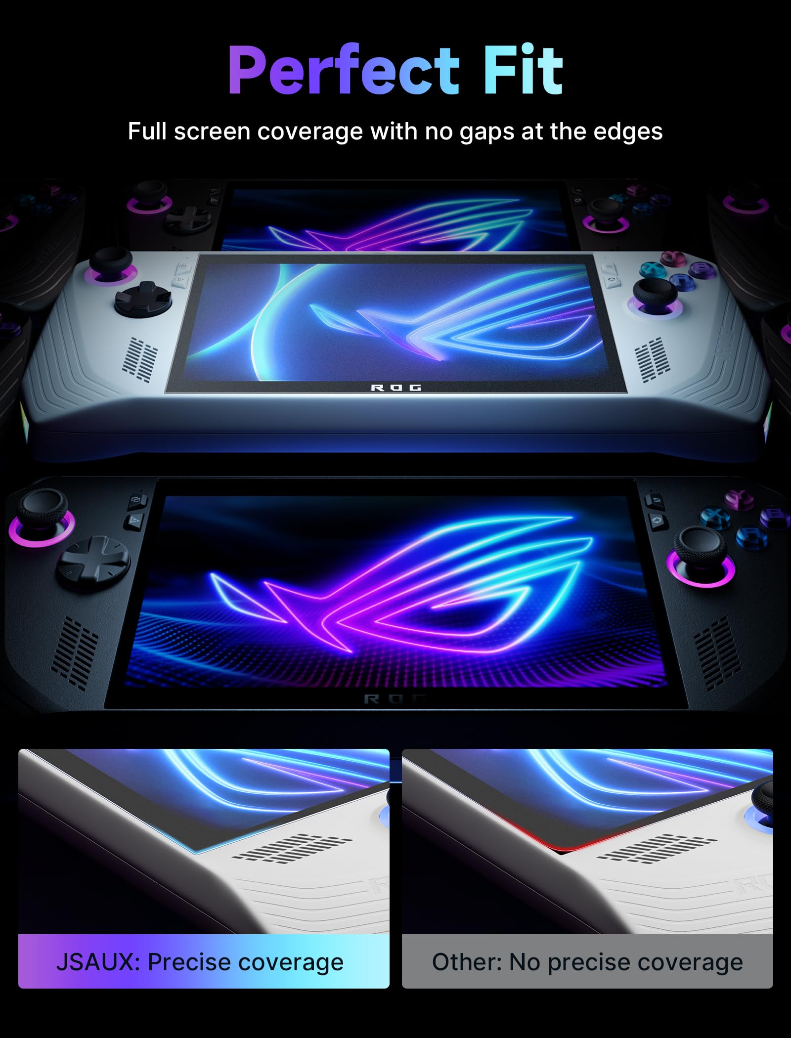 JSAUX ROG Ally Screen Protector 2-Pack, Anti Glare 9H Hardness Tempered Glass Screen Protector with Guiding Frame, 7 inch Anti-Scratch Screen Protector for ASUS ROG Ally/ASUS ROG Ally X 2024