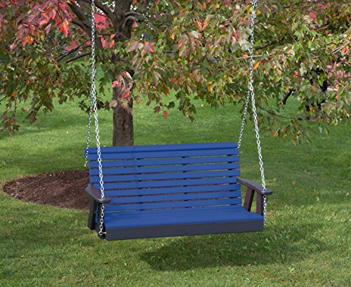 Ecommersify Inc 5FT-Blue-Poly Lumber ROLL Back Porch Swing Heavy Duty Everlasting PolyTuf HDPE - Made in USA - Amish Crafted