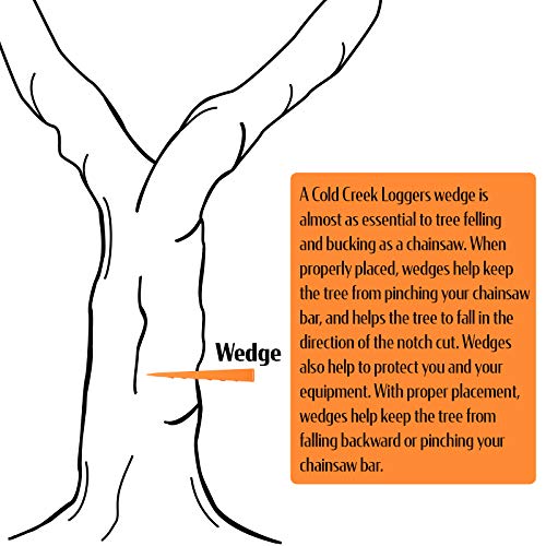 Cold Creek Loggers Made in USA Orange Spiked Tree Wedges for Tree Cutting Falling, Bucking, Felling Wedges Chainsaw Loggers Supplies, 3-5.5" and 3-8" Wedges Plus Free Storage Bag