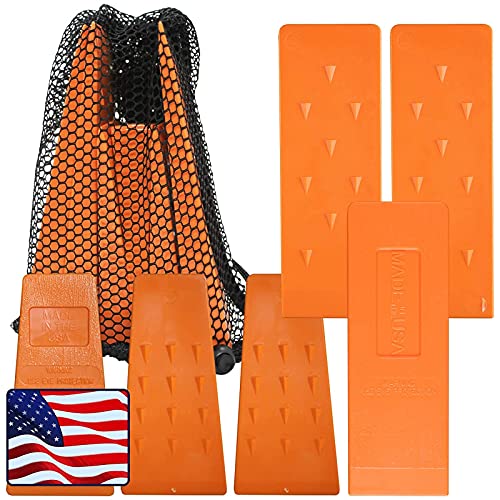 Cold Creek Loggers Made in USA Orange Spiked Tree Wedges for Tree Cutting Falling, Bucking, Felling Wedges Chainsaw Loggers Supplies, 3-5.5" and 3-8" Wedges Plus Free Storage Bag