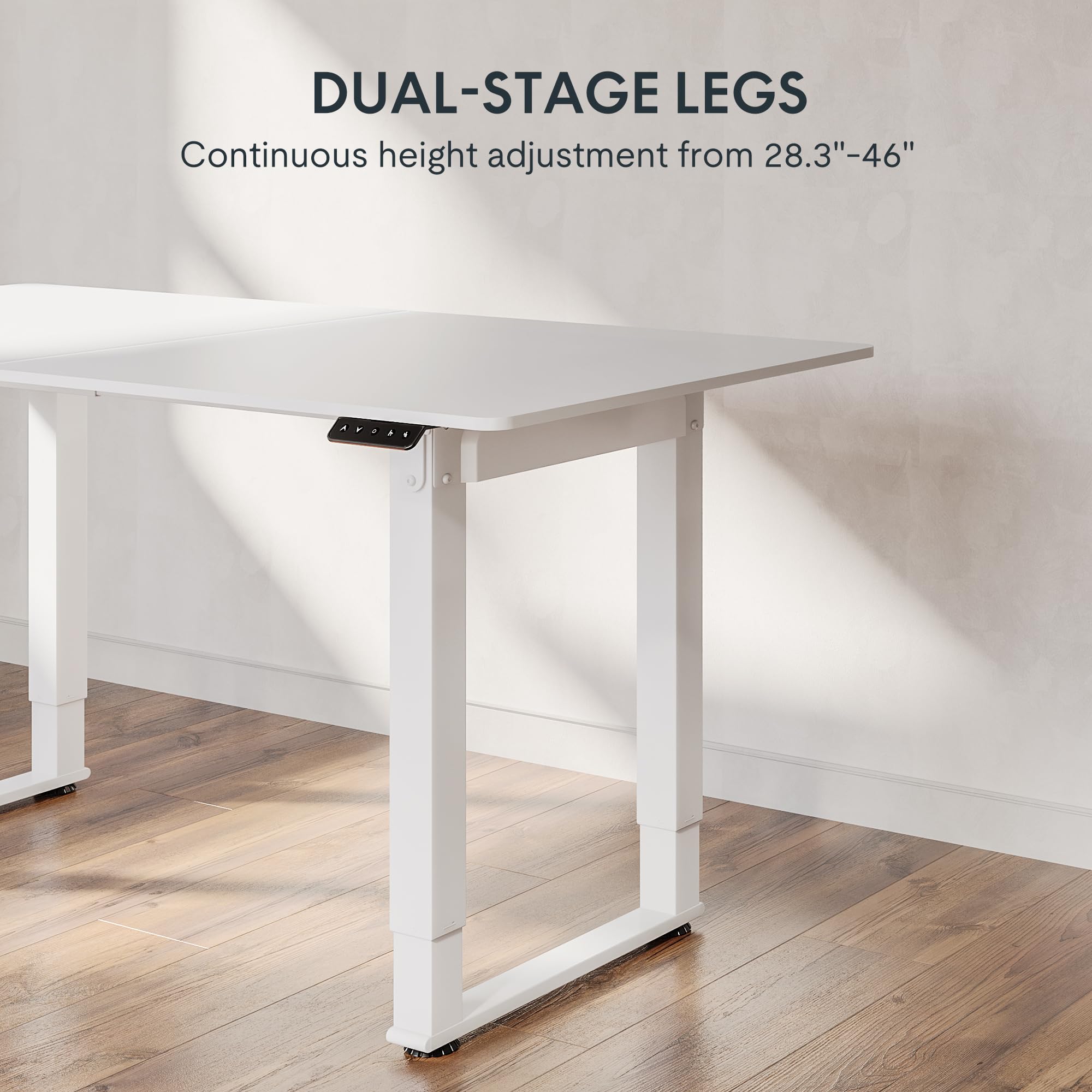 FLEXISPOT Dual Motors Standing Desk 71 x 32 Inch Adjustable Height Desk with Splice Board Home Office Computer Workstation Electric Sit Stand up Desk, White Top + White Frame
