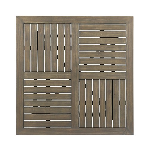 Christopher Knight Home Baia Outdoor Acacia Wood Square Dining Table, Gray
