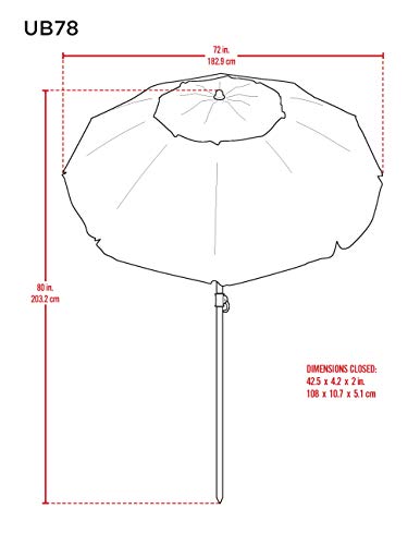 Tommy Bahama 6' UPF 50+ Tilt Beach Umbrella with Wind Vent