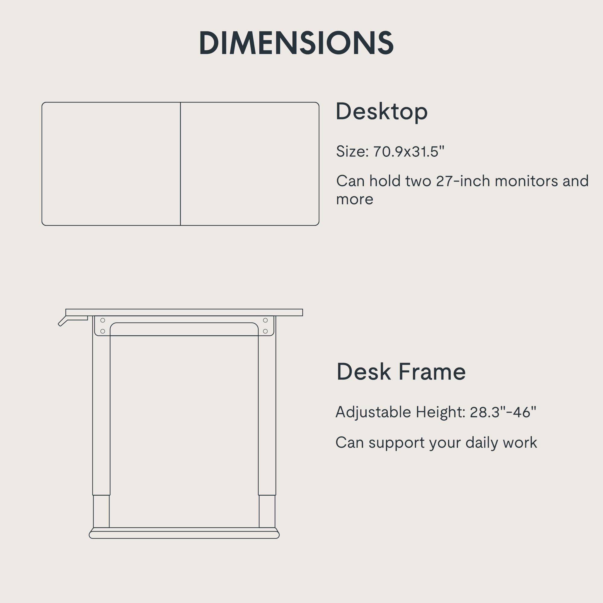 FLEXISPOT Dual Motors Standing Desk 71 x 32 Inch Adjustable Height Desk with Splice Board Home Office Computer Workstation Electric Sit Stand up Desk, White Top + White Frame