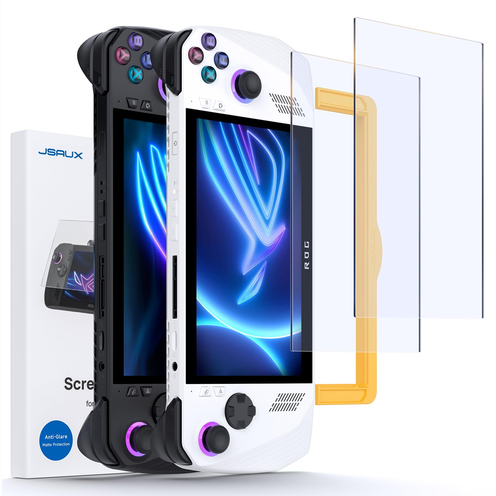 JSAUX ROG Ally Screen Protector 2-Pack, Anti Glare 9H Hardness Tempered Glass Screen Protector with Guiding Frame, 7 inch Anti-Scratch Screen Protector for ASUS ROG Ally/ASUS ROG Ally X 2024