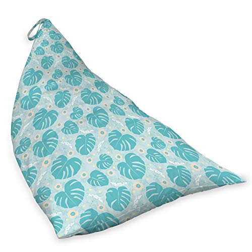 Ambesonne Exotic Lounger Chair Bag, Pastel Monstera Leaves Tropic Flora Petals Pastel Jungle Paradise Hawaiian, High Capacity Storage with Handle Container, Lounger Size, Turquoise Pale Peach