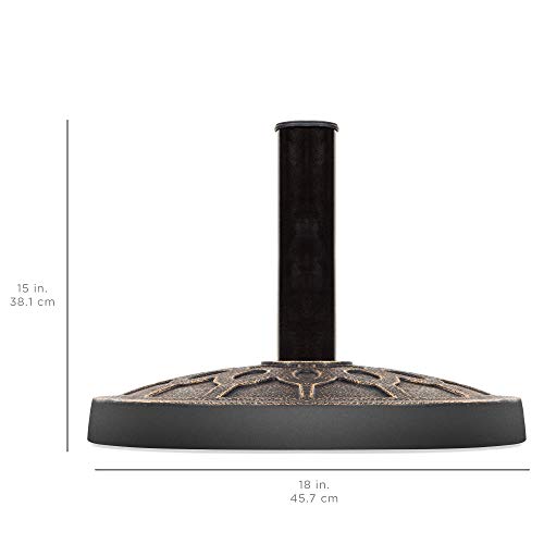 Best Choice Products 29lb Outdoor Patio Umbrella Stand Heavy-Duty Steel Round Umbrella Base w/Rustic Finish, 18in Diameter – Bronze