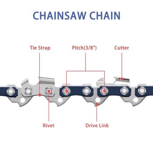 O-CONN 4 Pack 16 Inch Chainsaw Chain 3/8" LP Pitch .050'' Gauge 56 Drive Links Fits Makita, Echo, Husqvarna and more