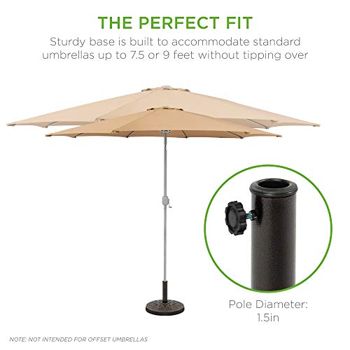 Best Choice Products 29lb Outdoor Patio Umbrella Stand Heavy-Duty Steel Round Umbrella Base w/Rustic Finish, 18in Diameter – Bronze