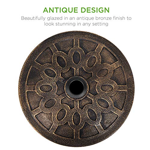Best Choice Products 29lb Outdoor Patio Umbrella Stand Heavy-Duty Steel Round Umbrella Base w/Rustic Finish, 18in Diameter – Bronze