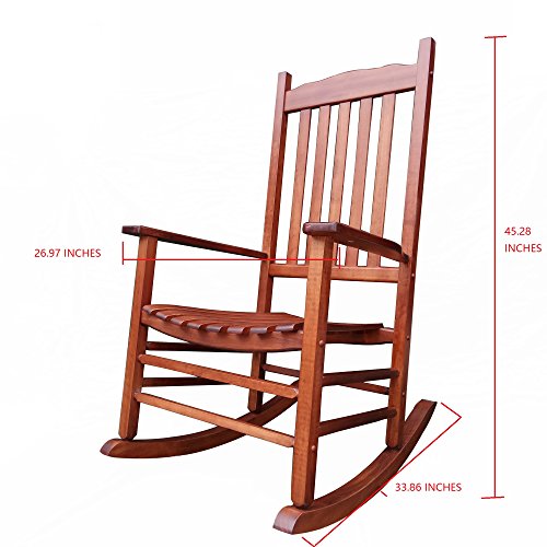 Rocking Rocker - A001NT Natural Wood Porch Rocker/Rocking Chair - Easy to Assemble - Comfortable Size - Outdoor or Indoor Use