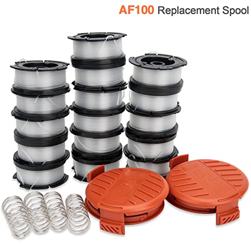 AF100 Replacement Spool, AF-100 Spool Compatible with Black and Decker AF-100-3ZP AF-100-BKP Weed Eater String, 30ft 0.065" fits GH900 GH600 GH610 String Trimmer Spool (16 Spool + 4 Cap+4 Spring)