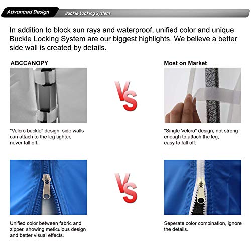 ABCCANOPY Slant Leg Side Wall 10x10ft basa/8x8ft top, White (4 Walls Only, NOT Including Frame and Top)