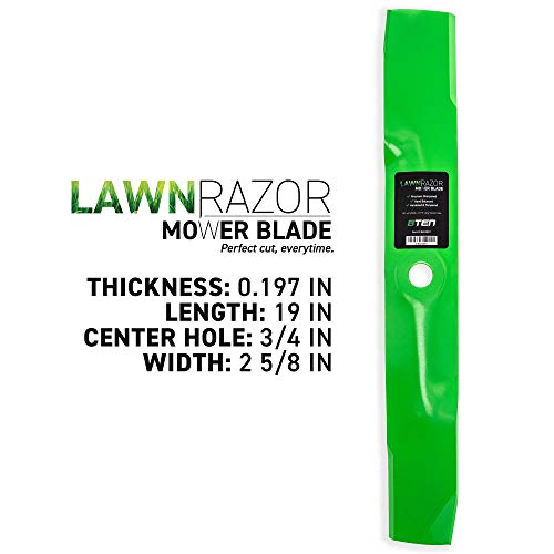 8TEN LawnRAZOR Mower Blade Set for John Deere LX280 Z425 Z45 1025R 2210 M143520 UC22010 54C Decks (Medium Lift)