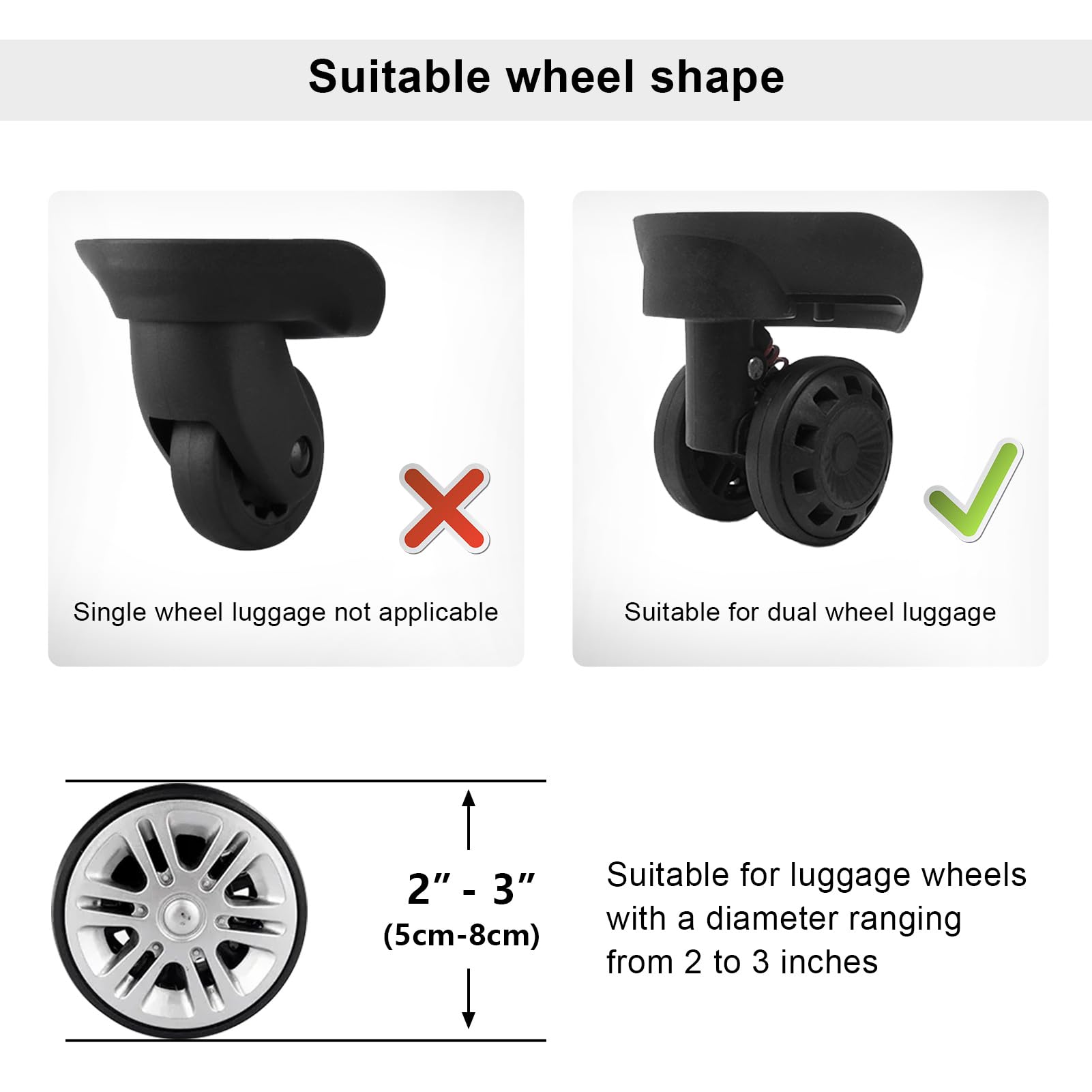 KAGM Luggage Wheels Covers, 8 pcs Luggage Suitcase Wheels Covers for most 8-spinner Wheels Luggage Sets,luggage spinner Wheels Silicone case with Wear-resistant, Anti-noise(Pink)