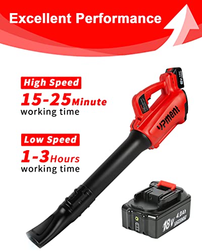 Vpment 460CFM 117MPH 18V Electric Cordless Leaf Blower-6 Adjustable Speeds,4.0 Ah Battery(Charger Included)