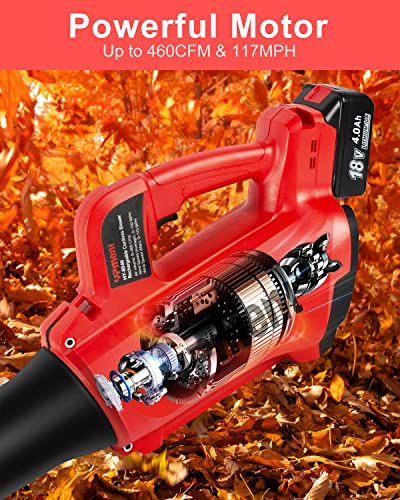 Vpment 460CFM 117MPH 18V Electric Cordless Leaf Blower-6 Adjustable Speeds,4.0 Ah Battery(Charger Included)