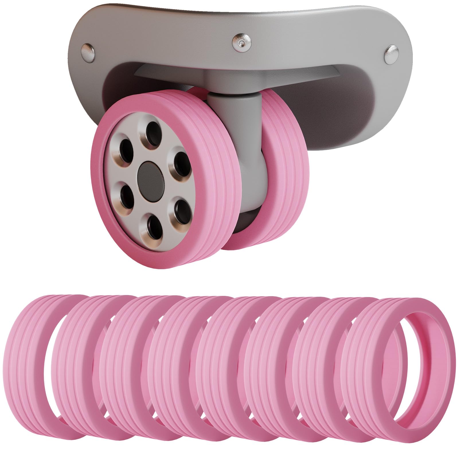 KAGM Luggage Wheels Covers, 8 pcs Luggage Suitcase Wheels Covers for most 8-spinner Wheels Luggage Sets,luggage spinner Wheels Silicone case with Wear-resistant, Anti-noise(Pink)
