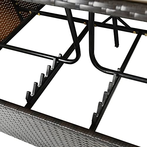 XD Designs Outdoor Patio Wicker Sunbed Daybed with Side and Overhead Curtains, UV-Proof Resin PE Rattan Adjustable Seats for Balcony Garden Backyard Poolside (Blue-1)