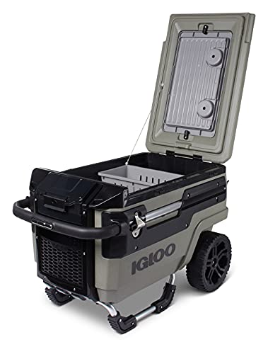 Igloo 70 Qt Premium Trailmate Wheeled Rolling Cooler, Olive Green