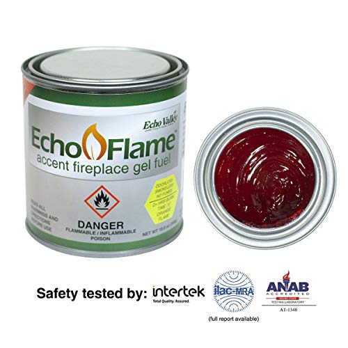 EchoFlame Gel-Fuel for Portable Indoor/Outdoor Tabletop Fireplaces, Gel Torches and Gel Burners (Pack of 6)
