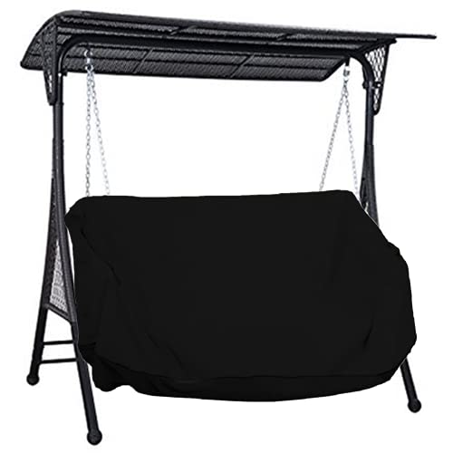 Hanging Porch Swing Cover Hammock Swing Cover Water Resistant Oxford Fabric Outdoor Swing Chair Cover Canopy Replacement Cover All Weather Protected Patio Swing Furniture Cover-61x28x(35-28)’’ (Black)