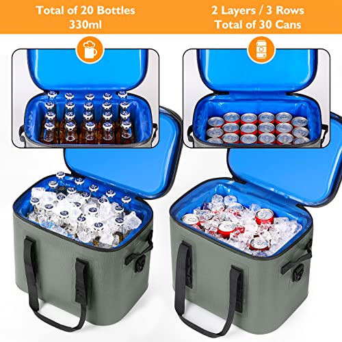 BeEagle Soft Cooler Bag 30 Cans Portable Leak-Proof Soft Pack Cooler Waterproof Insulated Soft Sided Cooler Bag for Picnic,Camping,Hiking,Fishing,Boating,Beach,Outdoor Activities