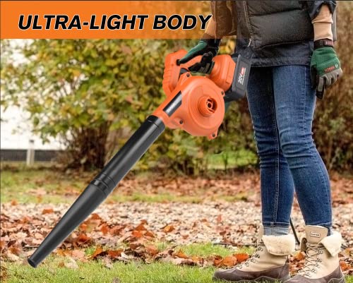 HYMOVO Blower Cordless, 2-in-1 Electric Small Leaf Vacuum/Blower with Battery and Charge, 21V 4.0 Leaf Blowers for Lawn Care/Sweeping